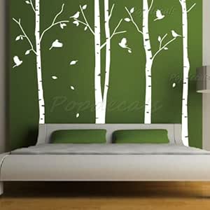 Amazon.com: Custom PopDecals - On Sale - Set of 4 big birch trees - 8 ...