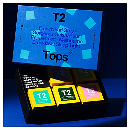 T2 Tea Five Tops 5 Mini Gift Cubes of Classic Black, Green, Fruit ...
