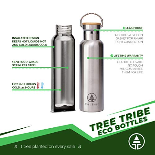 Tree Tribe Stainless Steel Water Bottle 20 oz - Indestructible, BPA ...