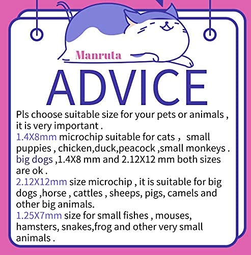 Manruta Pet ID Microchip Implant Kit for Small Dogs and Cats 1.4X8 MM Size 134.2Khz ISO 11784/5 ...