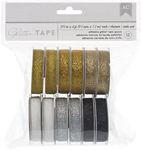 Amazon.com: American Crafts Glitter Tape, 0.375-Inch by 4-Feet, Golden ...