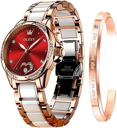 OLEVS Luxury Rose Gold Ladies Wrist Watch Automatic Watch for Women ...