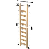 KINMADE 9FT Rolling Library Ladder Kit with Ladder Included, Solid Red ...