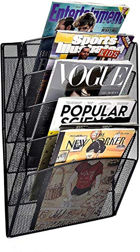 Adir Wall Hanging File Organizer - Mesh Magazine Rack Holder - Wall ...