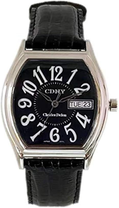 Charles Delon Men's Watches 2771GLBB Black/Silver Leather Quartz Other ...