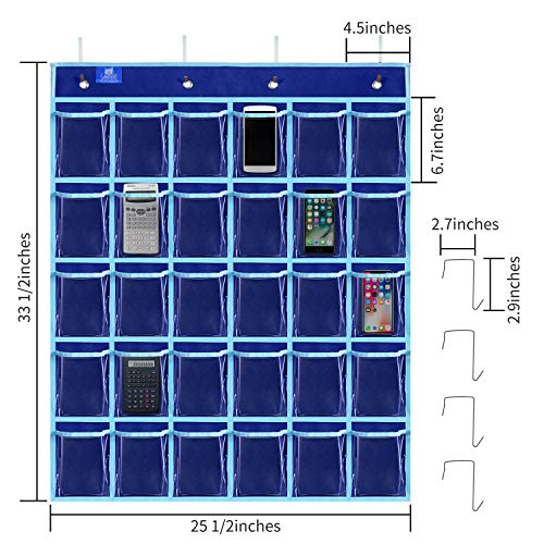 Gamenote Classroom Pocket Chart for Cell Phones Holder with Number ...