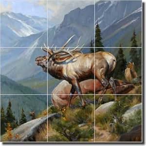 Elk Wildlife Ceramic Tile Mural 18" x 18" - The Age Old Ritual by ...