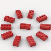 Amazon.com: 100 Piece Red Bricks, 2x4 Building Bricks, Compatible with ...
