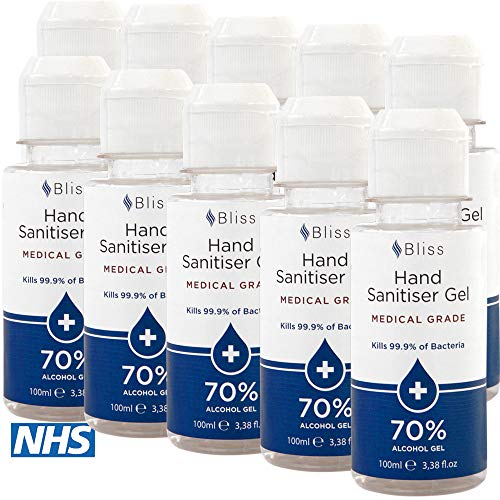 Bliss Hand Sanitiser Gel 100ml (10 Pack) - Moisturising Formula with 70 ...