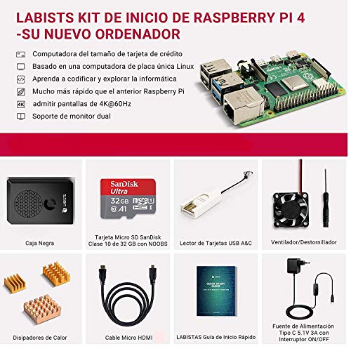 LABISTS-Raspberry-Pi-4-Model-B-Kit-de-2-GB-con-SD-de-32GB-Clase-10 ...