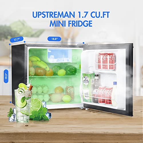 Upstreman 1.7 Cu.ft Mini Fridge with Freezer, Adjustable Thermostat ...