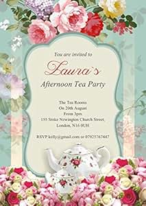 10 x personalizado invitaciones para fiesta de té de la tarde ...