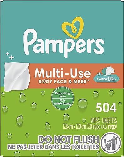 Pampers Multi Use Baby Wipes, Refreshing Rain - 504 Count, Body, Face ...