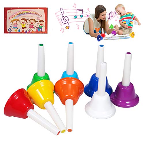 Hand Bells, 8 Note Musical Handbells Set with 10 Songbook Musical Toy ...