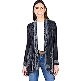 Floriana Womens Embroidered Kimono Cardigan Velvet Blazer Open Front ...