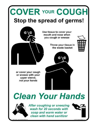 Buy ComplianceSigns.com Cover Your Stop The Spread Of Germs Sign, 14x10 ...