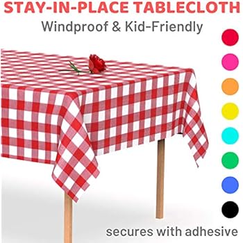 Amazon.com: Plastic Checkered Tablecloth | 6 Pcs Pack - 54” Wide x 108 ...