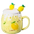 Amazon.com: Mozacona Ceramic Mug Lemon Coffee Cup Water Cup with Lid ...