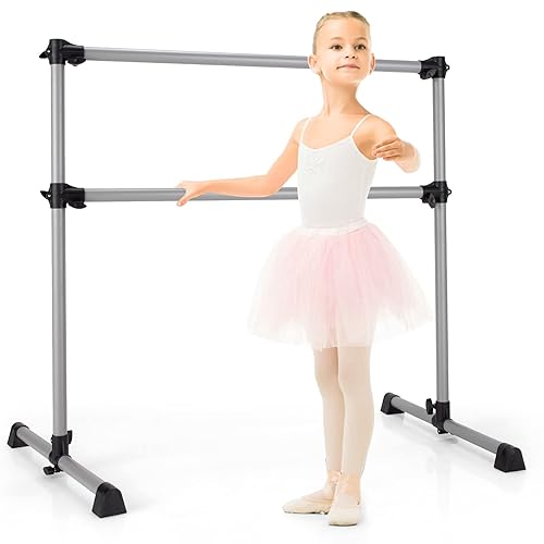Goplus Double Ballet Barre Bar, Portable 4 FT Freestanding Dancing Bar ...