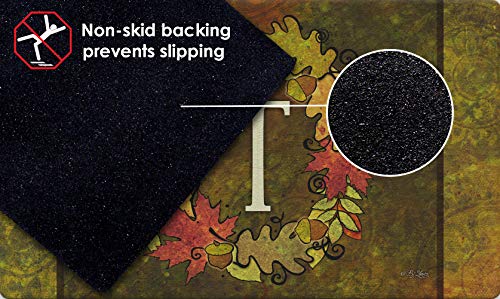 Toland Home Garden Fall Wreath Monogram T 18 x 30 Inch Decorative ...