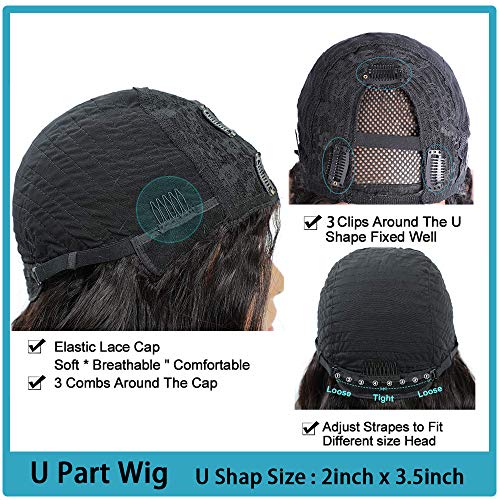 U Part Wig Human Hair for Black Women 10A Remy Brazilian Half Wig Human ...