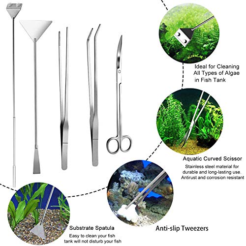 LAMPTOP Fish Tank Stainless Steel Plant Tool Set, 16pcs Aquarium ...