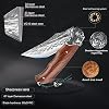 Handmade Damascus steel Pocket knife，4.1 inch (About 10.3 cm)blade ...