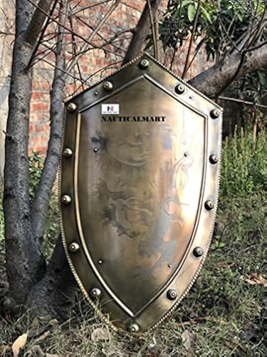 Vintage Brass Warriors Shield Wall Crest Art - Medieval Wall Plaque ...