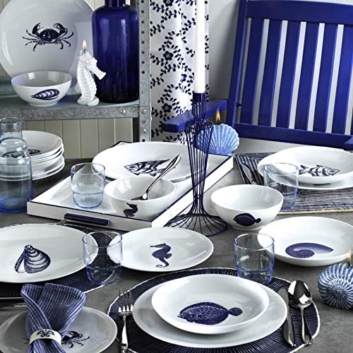 Marine Nautical 24 Pieces Porcelain Dinnerware Set, Made in Turkey ...