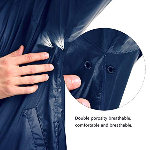 NICEWIN Front-Zip Portable Lightweight Breathable Rain Jacket Hooded ...