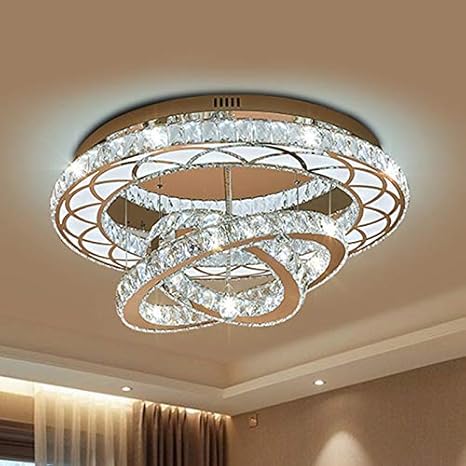 LITFAD Intriguing Multi Ring Crystal Ceiling Light Simple LED Living ...