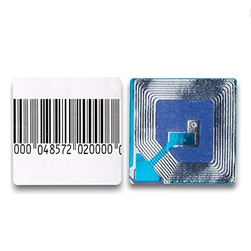 500 Paper Security Labels 1.5 X 1.5 Inch RF 8.2Mhz White w/Fake Barcode ...