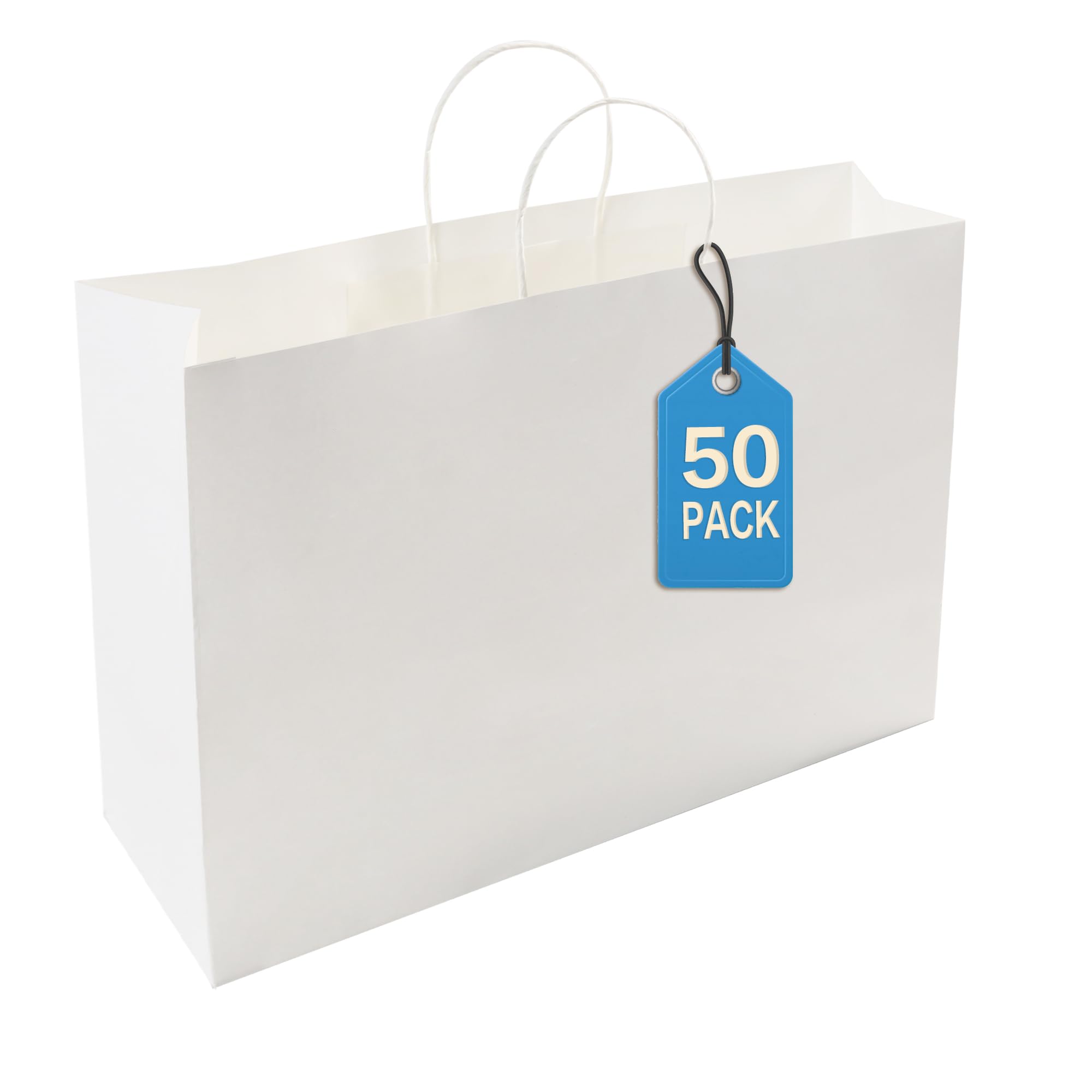 HAPPY CHEERS Kraft Paper Gift Bags, 50 Pack Large Paper Bags with ...