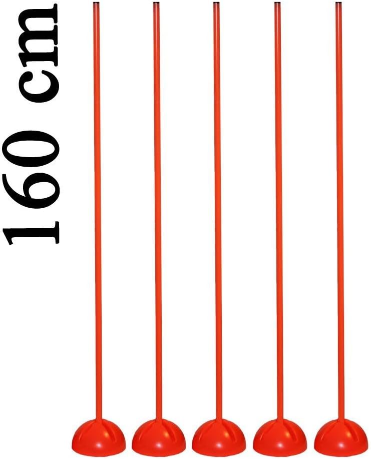 Set of 5 slalom poles with fillable X-stand, pole 160 cm, colour ...