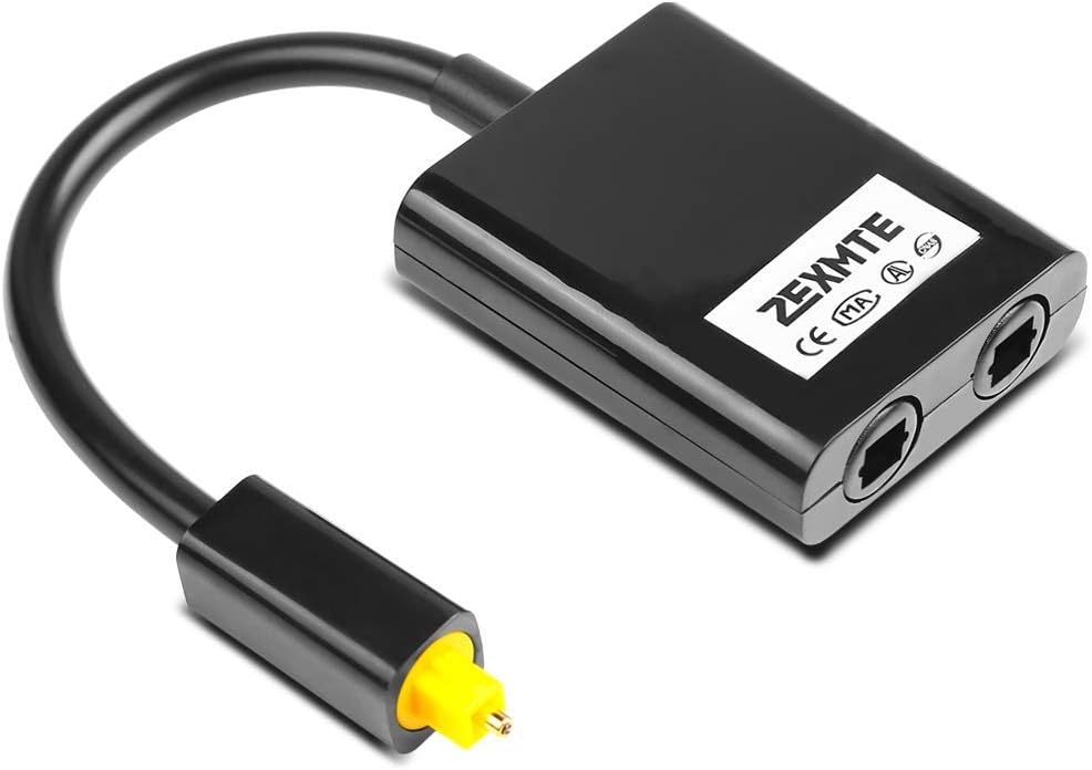 ZEXMTE Digital Optical Splitter Splitter 1 in 2 Out Splitter Audio ...