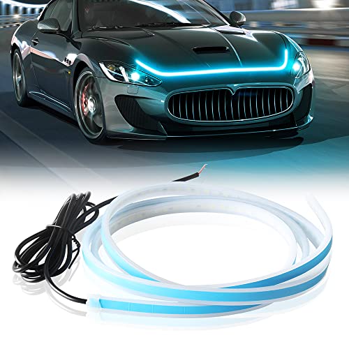 Chemini Car LED Hood Lights Strip,70 Inches Ice-Blue 12V LED Hood Light ...