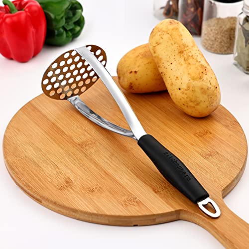 Joyoldelf Heavy Duty Stainless Steel Potato Masher, Professional ...