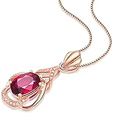 Amazon.com: Kim Carrey 18K Rose Gold Women's Necklace | Natural Stone Gem Necklaces for Women ...