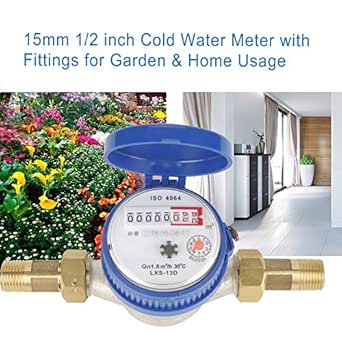 15mm 1/2 inch Cold Water Meter with Fittings for Garden & Home Usage ...