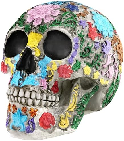 READAEER Life Size Skull Resin Colorful Floral Human Skull Model Adult ...