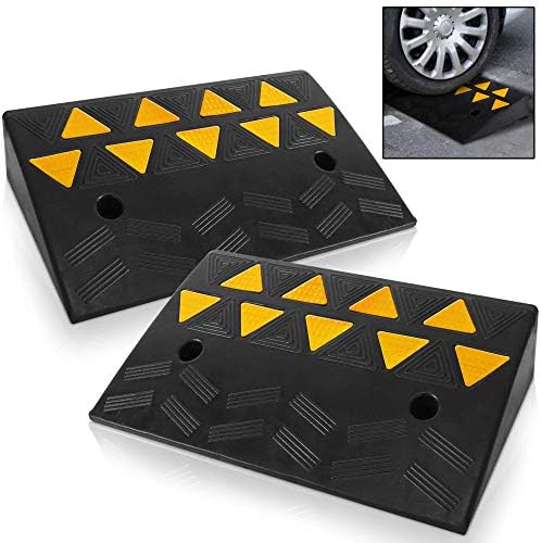 Pyle Car Vehicle Curbside Driveway Ramp - 2PC Heavy Duty Rubber ...