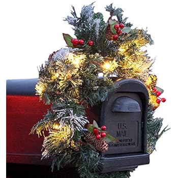 Amazon.com: Floral Home Decor Burgundy Holiday Mailbox Swag - Christmas ...