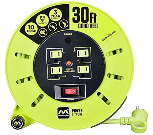 Masterplug Power At Work Four Power Outlets Cassette Cord Reel with ...