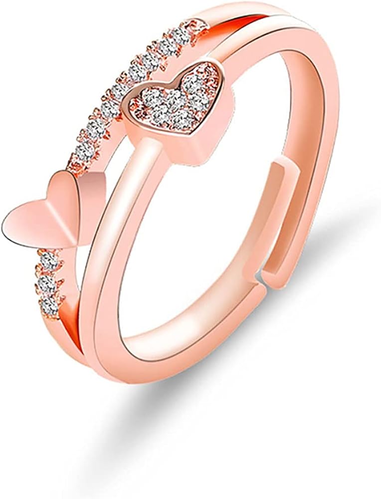 Anillo Corazones Unidos Ajustable con Brillantes para Mujer color Oro ...