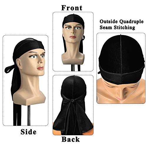 12 Packs Velvet Durag Cap for Men and Women Soft Satin Durag Waves ...
