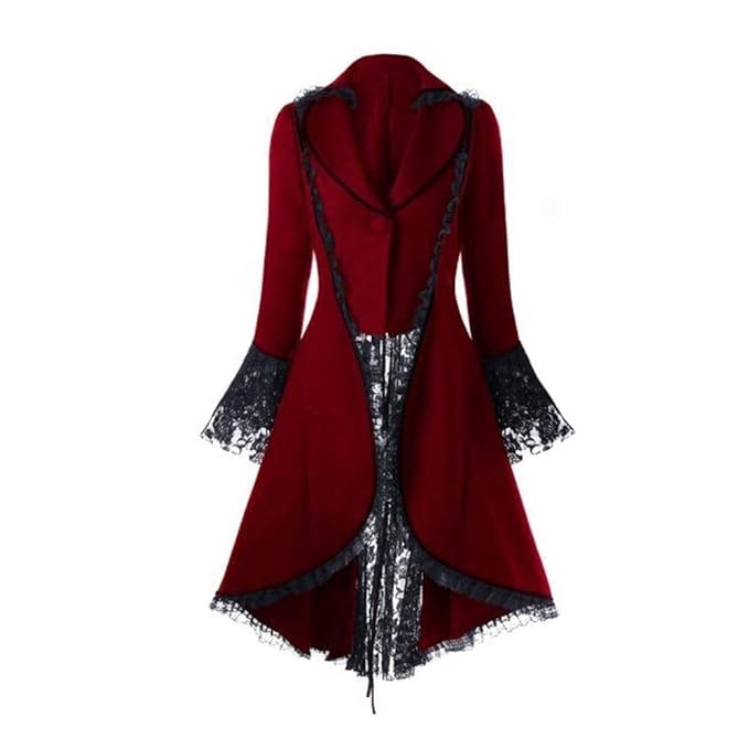 Damen Steampunk Gothic Long Coat,Dasongff Frack Mantel Retro Jacke ...