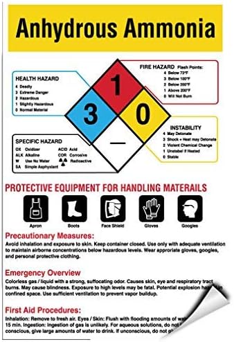 Amazon.com: Anhydrous Ammonia Hazard Sign NFPA Guides Warning Stickers ...