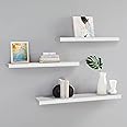 Amazon.com: ISYOKE White Floating Shelf Set of 3, White Wall Mounted Display Wall Shelves,Wood ...
