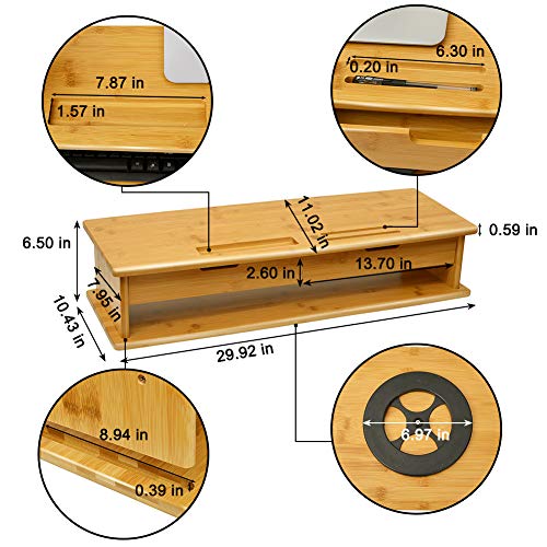 Sundale Bamboo Wood Monitor Stand Ergonomic Computer Riser Storage ...