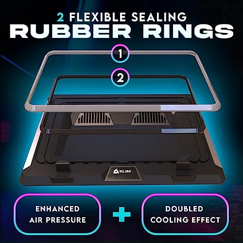 KLIM Mistral Laptop Cooling Pad - New 2023 - Powerful Turbo-Laptop Fans (4500 RPM) - Rubber Seal ...